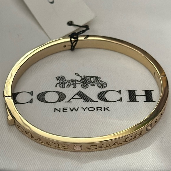 Coach | Jewelry | Coach Gold Hinged Bangle | Poshmark